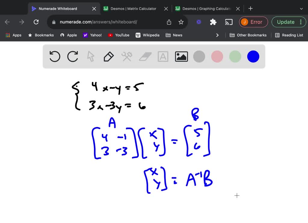 SOLVED: Matrices and Systems of Equations In Section 6.7 we solved ... SOLVED: Matrices and Systems of Equations In Section 6.7 we solved ...