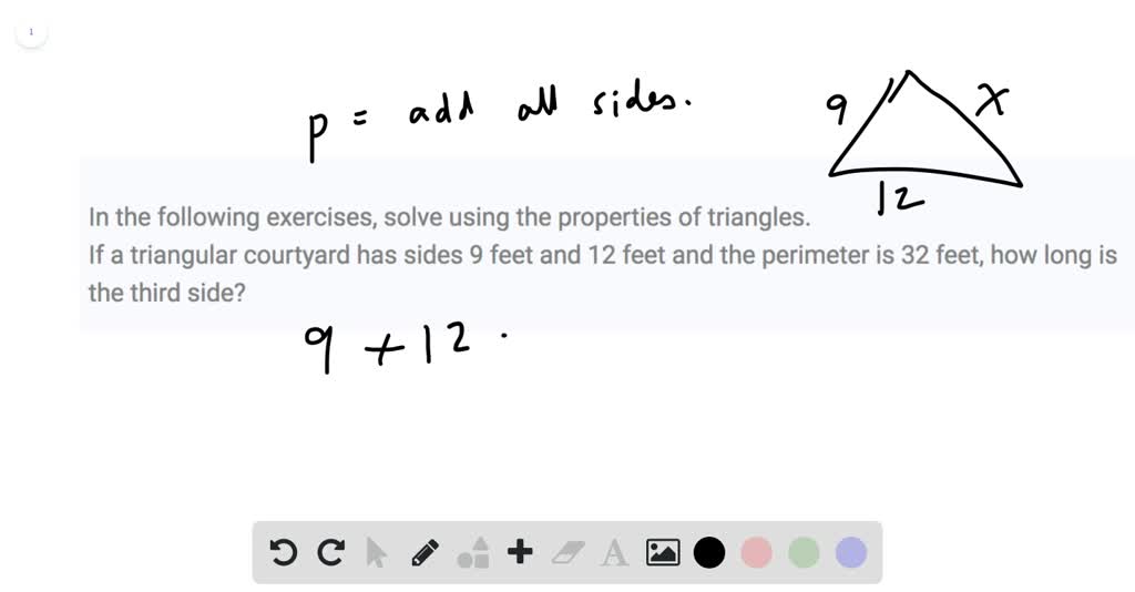 In the following exercises, solve using the properties of triangles. If a triangular courtyard ...