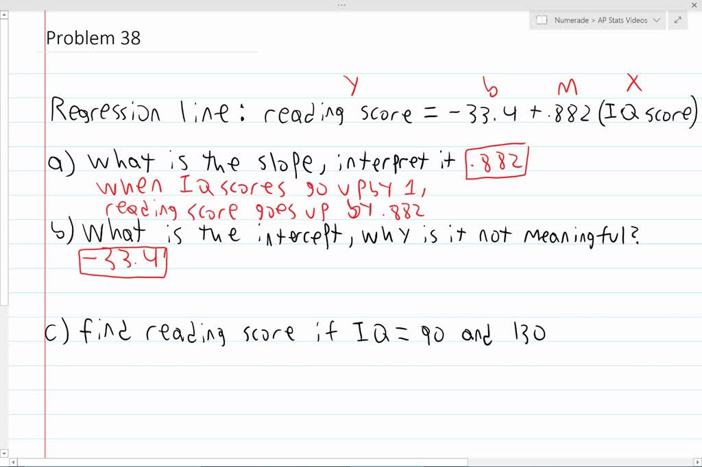 SOLVED: IQ and reading scores Data on the 1Q test scores and reading ...