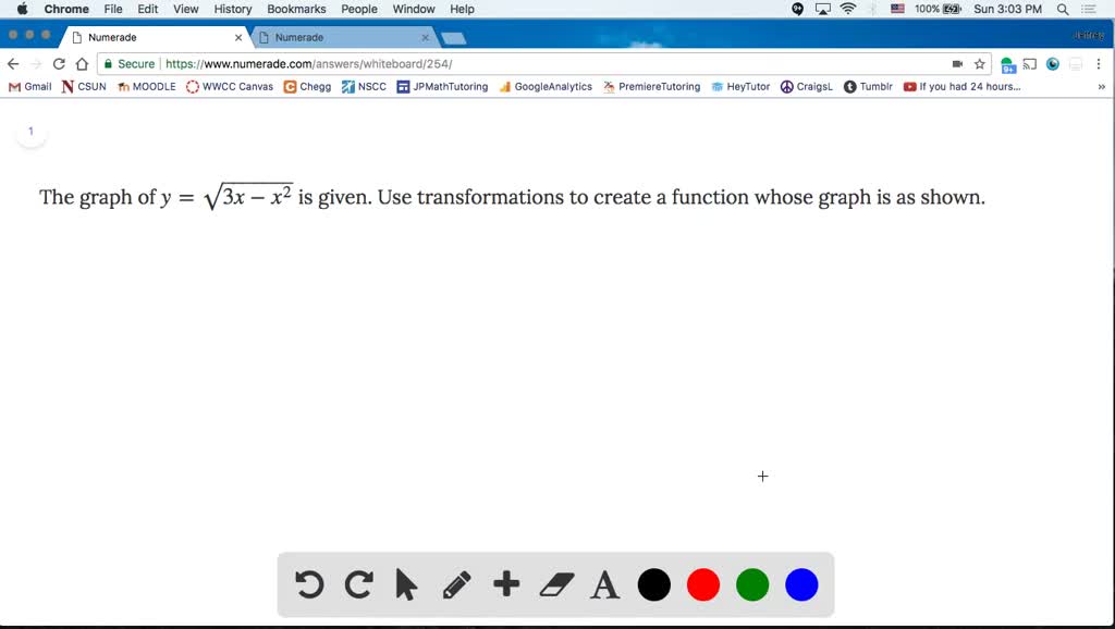 Solved The Graph Of Y √ 3x X 2 Is Given Use Transformations To Create A Function Whose