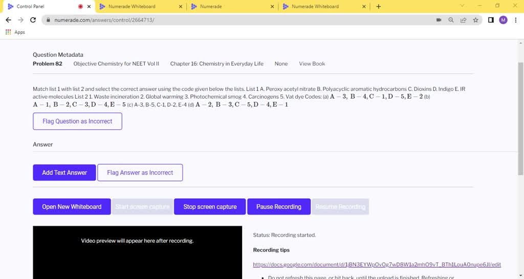 Solved Match List 1 With List 2 And Select The Correct Answer Using The