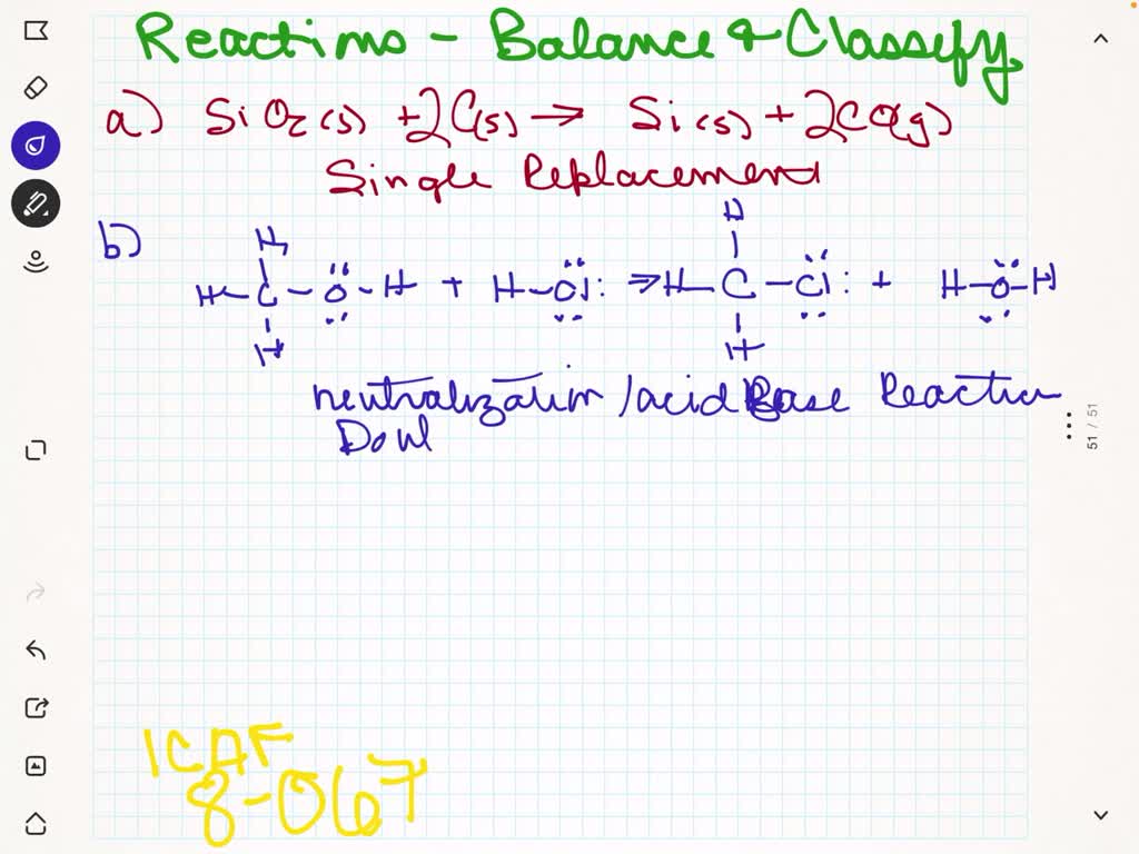 SOLVED:Balance each equation and assign each a reaction type: (a) SiO2(s)+C(s) →Si(s)+CO(g) (b ...