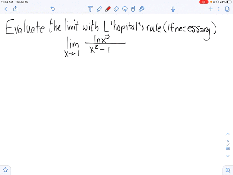 SOLVED:Evaluate the limit using l'Hôpital's Rule if appropriate. limx →1 (a^lnx-x)/(lnx)