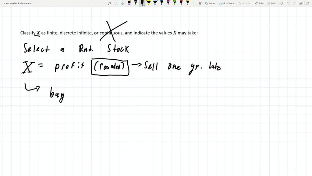 SOLVED:Classify the random variable X as finite, discrete infinite, or continuous, and indicate ...