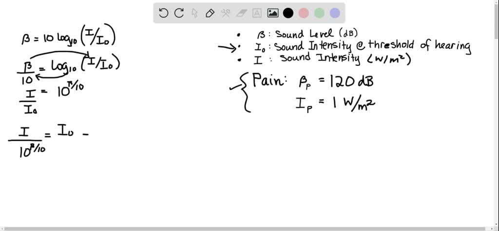 SOLVED:A sound level of β=120 db is at the threshold of pain. (Some ...