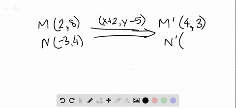 SOLVED:Graph each figure and its image after the given translation. M N with endpoints M(2,8 ...