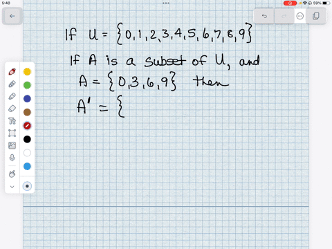 SOLVED: For the following exercises, the universal set is the set of single digit numbers, U={0 ...