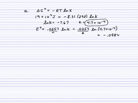 ⏩SOLVED:Consider a cell reaction at 25^∘ C where n=2. Fill in the ...