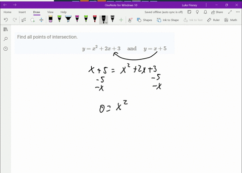 SOLVED:Find all points of intersection. y=x^2+2 x+3 and y=x+5