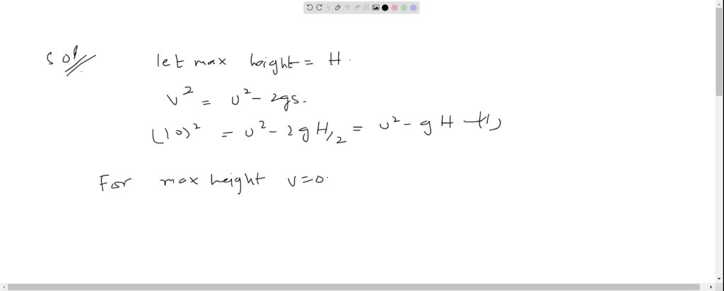 SOLVED: d) A particle is projected vertically upwards with a speed of 11 m s-1 from an initial ...