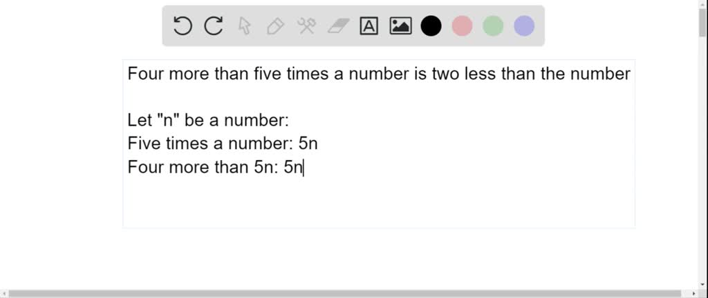 SOLVED:The phrase "the total of one-fifth of a number and three-fifths ...