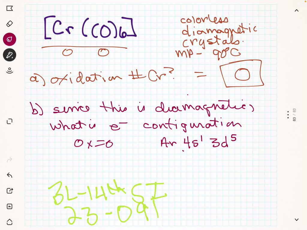 SOLVED:The coordination complex [Cr(CO)6] forms colorless, diamagnetic ...