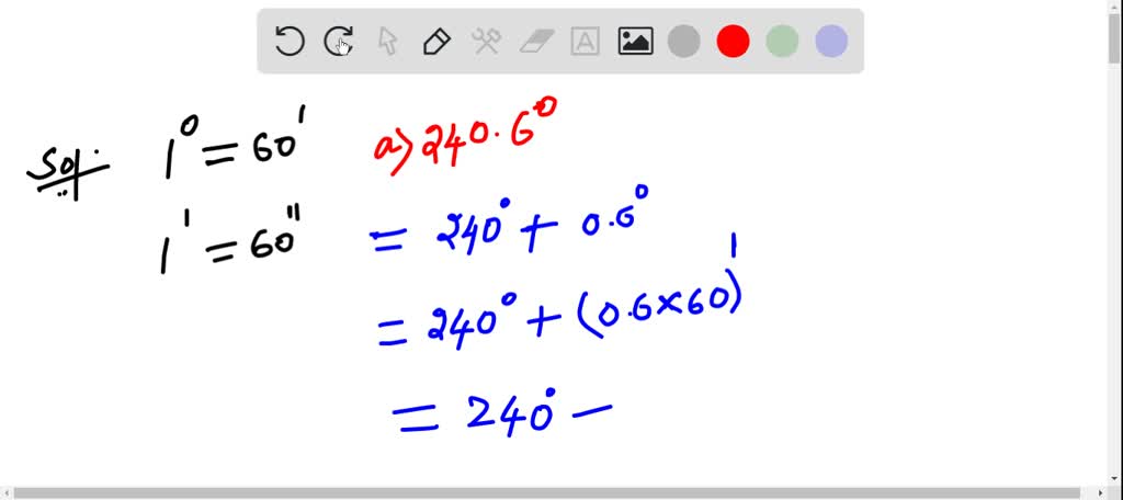 SOLVED:Convert each angle measure to DMS notation. 18.9^∘