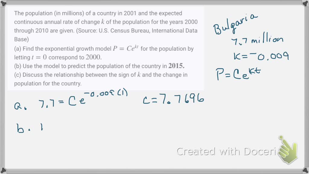 SOLVED:The population (in millions) of a country in 2001 and the ...