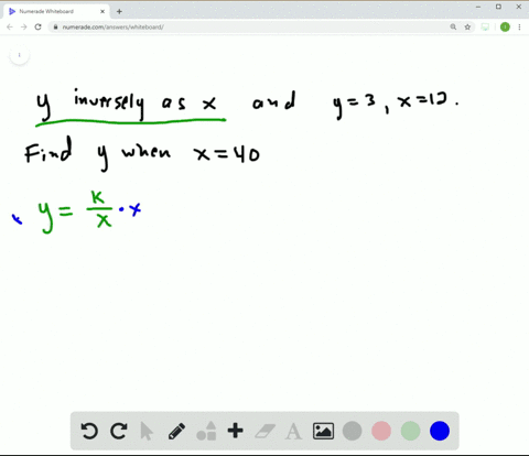 SOLVED:If y varies inversely with x and y=11 when x=3 find the equation ...