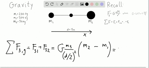 SOLVED: A 200 -kg object and a 500 -kg object are separated by 4.00 m ...