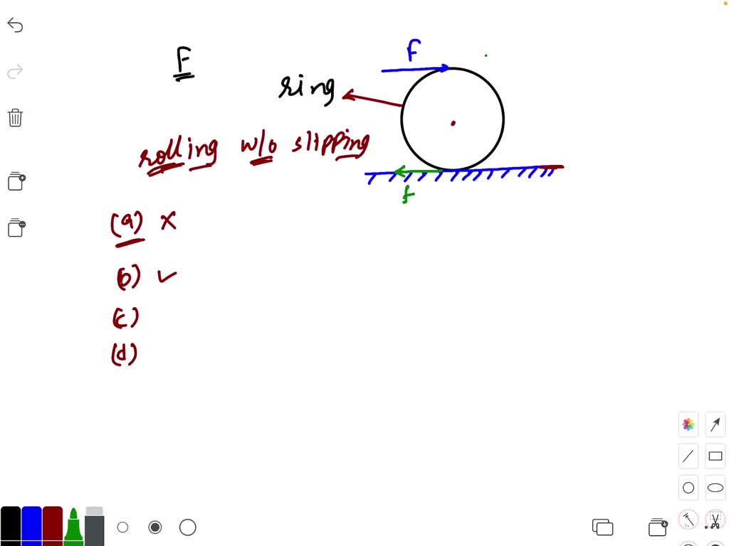 A constant force is applied at the top of a ring as shown (a) If the ...