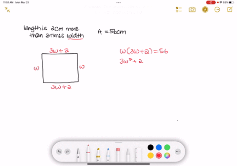 Suppose that the length of a certain rectangle is two centimeters more ...