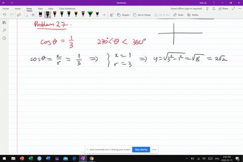 SOLVED: In Exercises 23-34, find the exact value of each of the remaining trigonometric ...