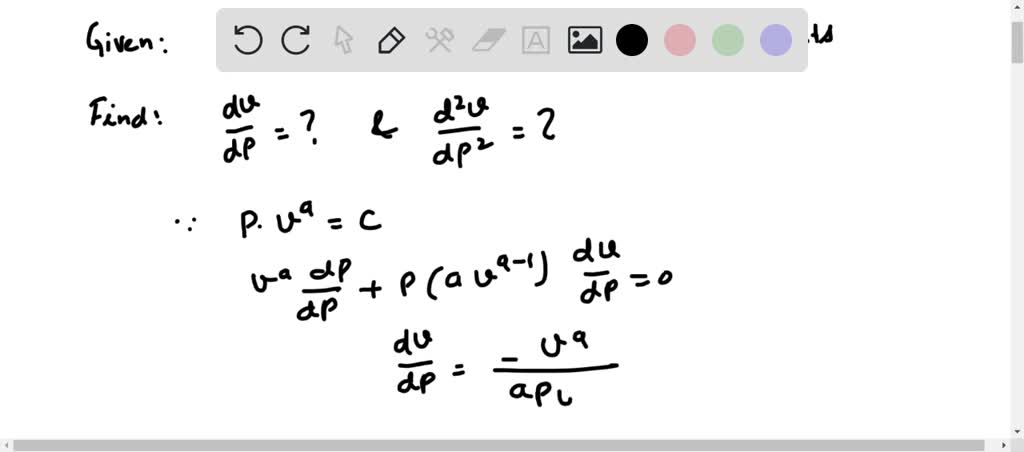 SOLVED:If u=R T ln(a T V n) find d u in terms of d T, d V, and d n ...