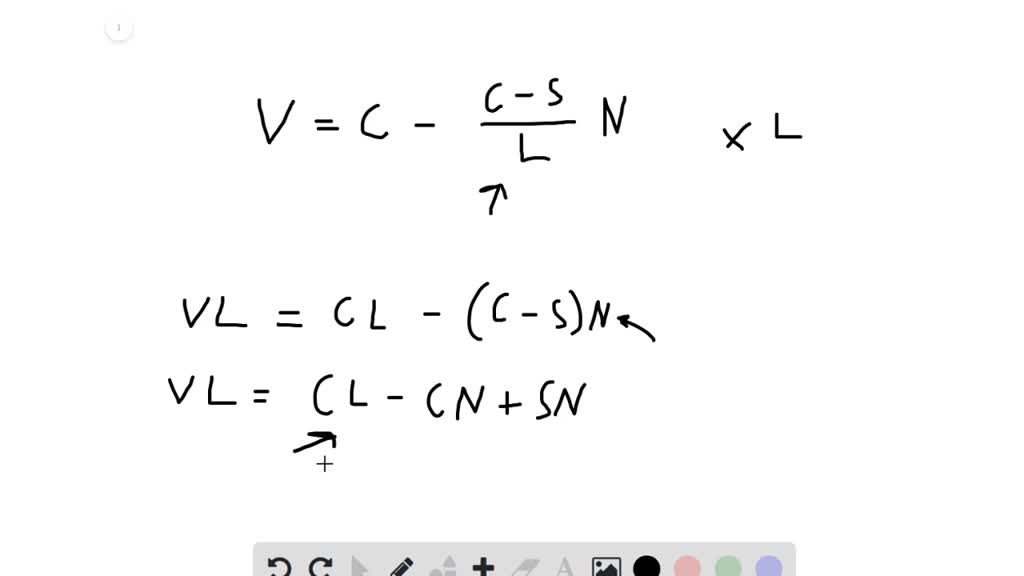 SOLVED: Solve for C: V=C-(C-S)/(L) N.