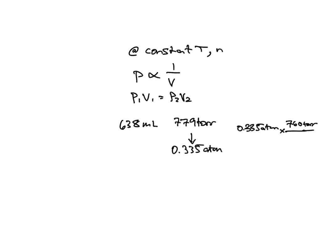 SOLVED:A gas has an initial volume of 638 mL and an initial pressure of ...