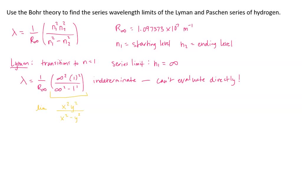 SOLVED:Calculate the limiting (smallest) wavelength of the Lyman ...