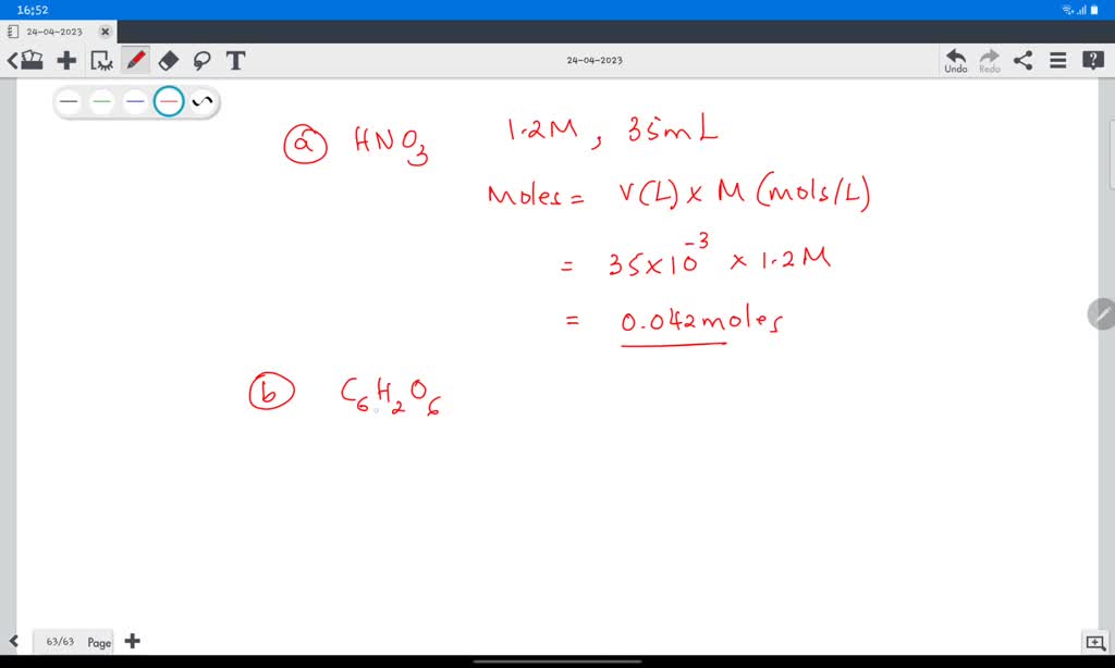 Solved How Many Moles Of Solute Are Present In Each Of The Fol Lowing