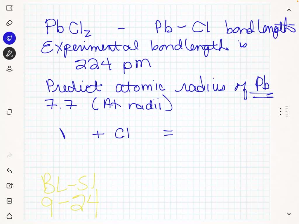 SOLVED: The experimental Pb-Cl bond length in lead(II)chloride, PbCl2 ...