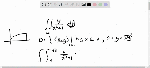⏩SOLVED:Evaluate the double integral. ∬D (y)/(x^2+1) d A, D={(x ...