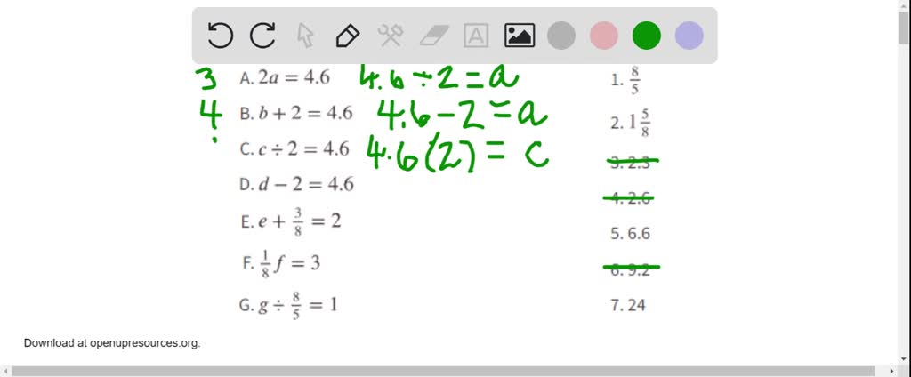 SOLVED:Match each equation with a solution from the list of values. A ...