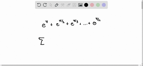 SOLVED:Write the sum in summation notation. e^π+e^π/ 2+e^π/ 3+⋯+e^π/ n