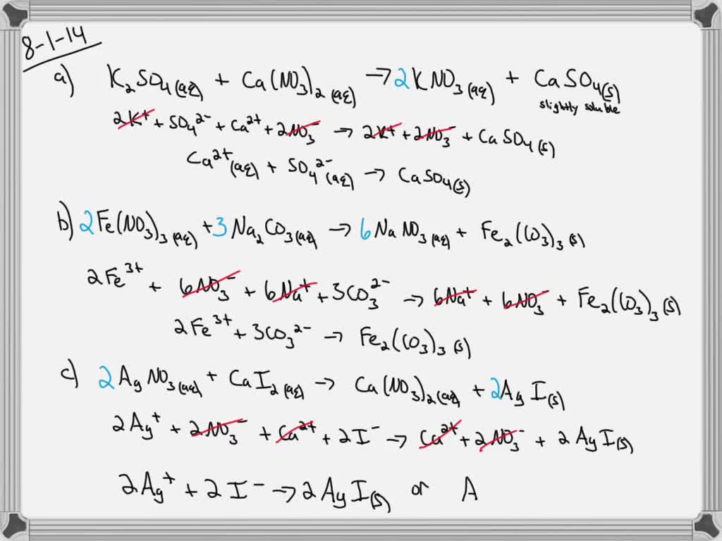SOLVED Write Balanced Net Ionic Equations For The Reactions That Occur