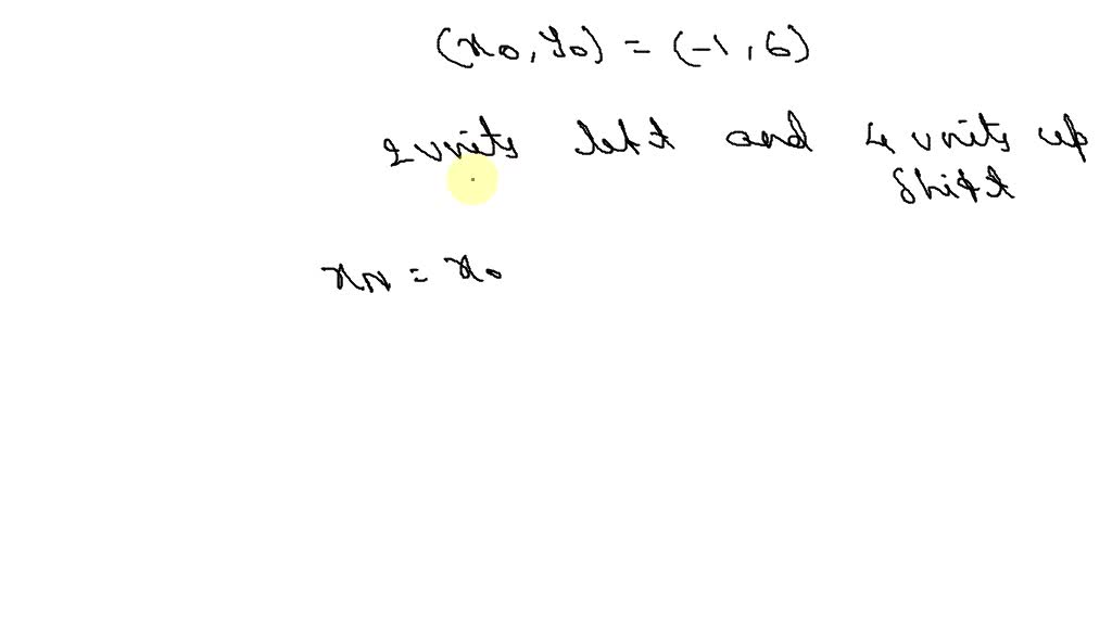 SOLVED:If the point (-1,6) is shifted 2 units left and 4 units up, what ...