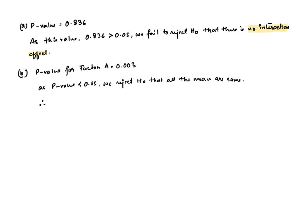 SOLVED:Consider the following data collected for a two-way ANOVA: 3c ...