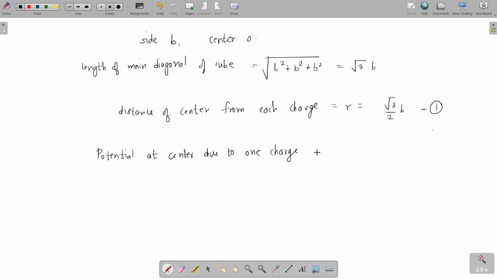 SOLVED:A cube of side b has a charge q at each of its vertices ...