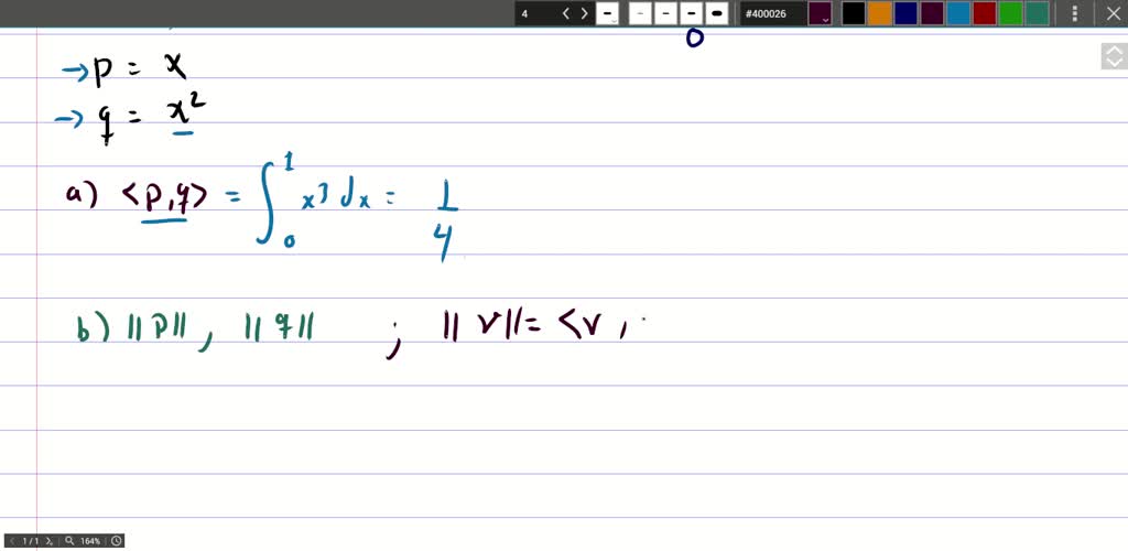 (Calculus required) Let C[0,1] have the integral inner product 𝐩, 𝐪 =∫0 ...