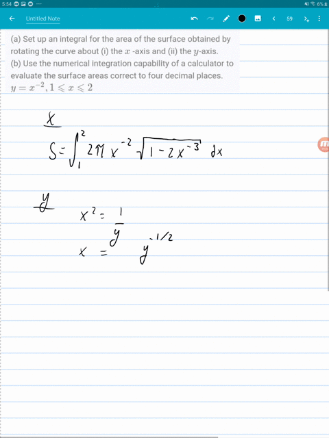 SOLVED:(a) Set up an integral for the area of the surface obtained by ...