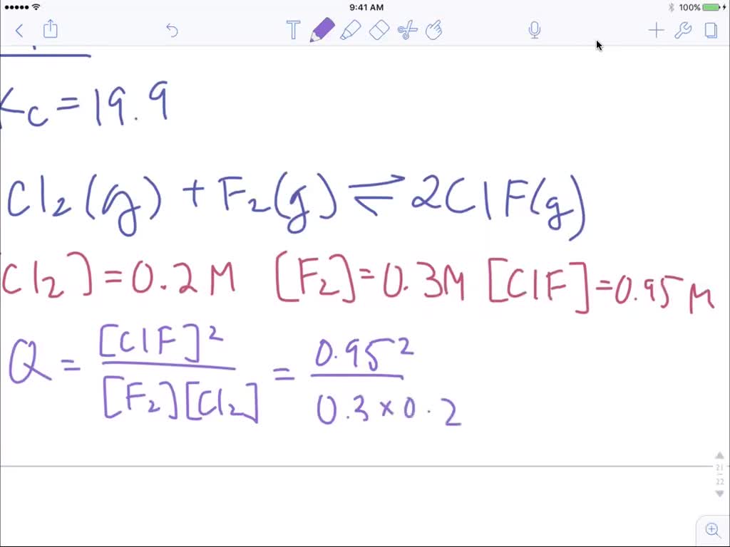SOLVED:At 2500 K, Ke=20 for the reaction Cl2( g)+F2( g) ⇌2 ClF(g) . An ...