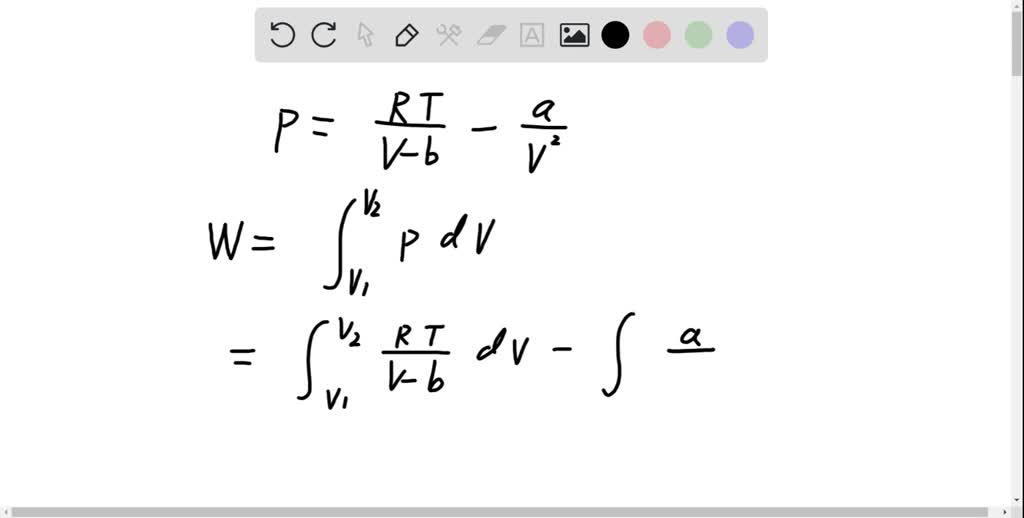 SOLVED:Using the van der Waals equation of state, calculate the amount of work necessary to ...
