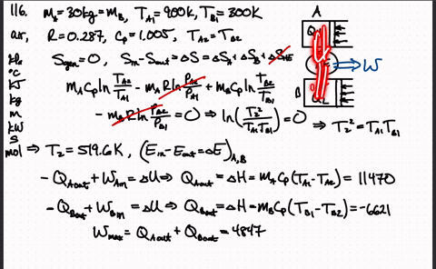 SOLVED:Two constant-pressure devices, each filled with 30 kg of air ...
