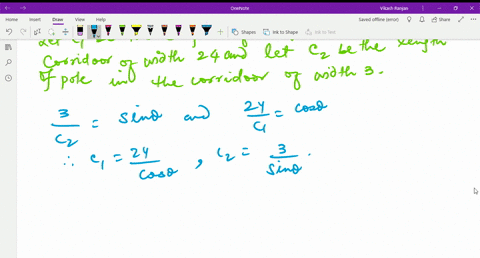 SOLVED:Find the maximum length of a pole that can be carried ...