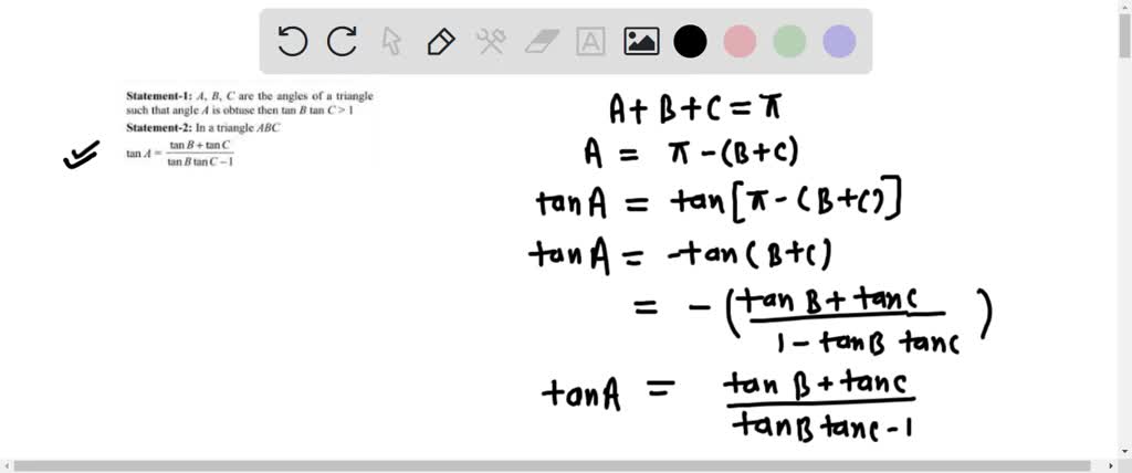 ⏩SOLVED:Statement-1: A, B, C are the angles of a triangle such that… | Numerade