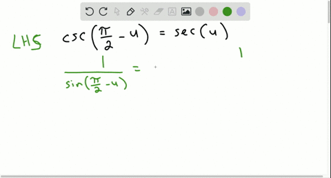 SOLVED:19-22 . Prove the cofunction identity using the addition and subtraction formulas. \sec ...