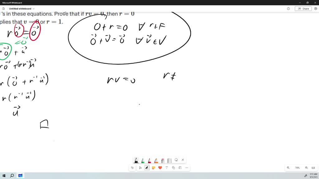 SOLVED: Let V be a vector space over F. Prove that 0 v=0 and r 0=0 for all v ∈V and r ∈F ...