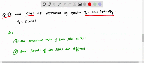 ⏩SOLVED:Two SHMs are represented by the equations: Y1=10 sin[3 πt+π ...