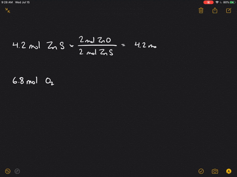 SOLVED:Zinc sulfide reacts with oxygen according to the reaction: 2 ZnS ...