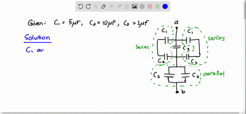 SOLVED: Find the equivalent capacitance between points a and b for the ...