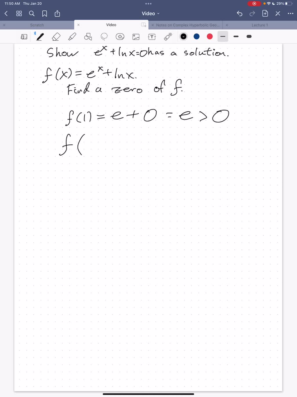 ⏩SOLVED:Prove using the IVT. e^x+lnx=0 has a solution. | Numerade ⏩SOLVED:Prove using the IVT. e^x+lnx=0 has a solution. | Numerade