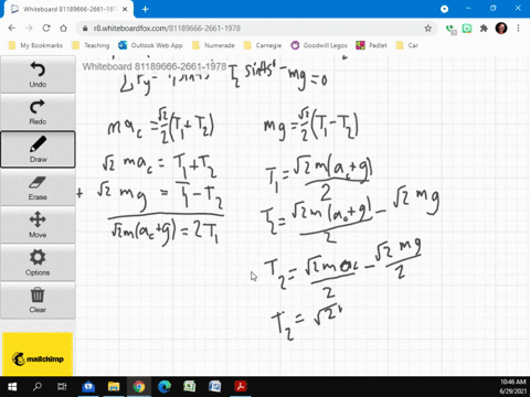 A mass of 5.00 kg is tied to two strings of equal length, which are ...